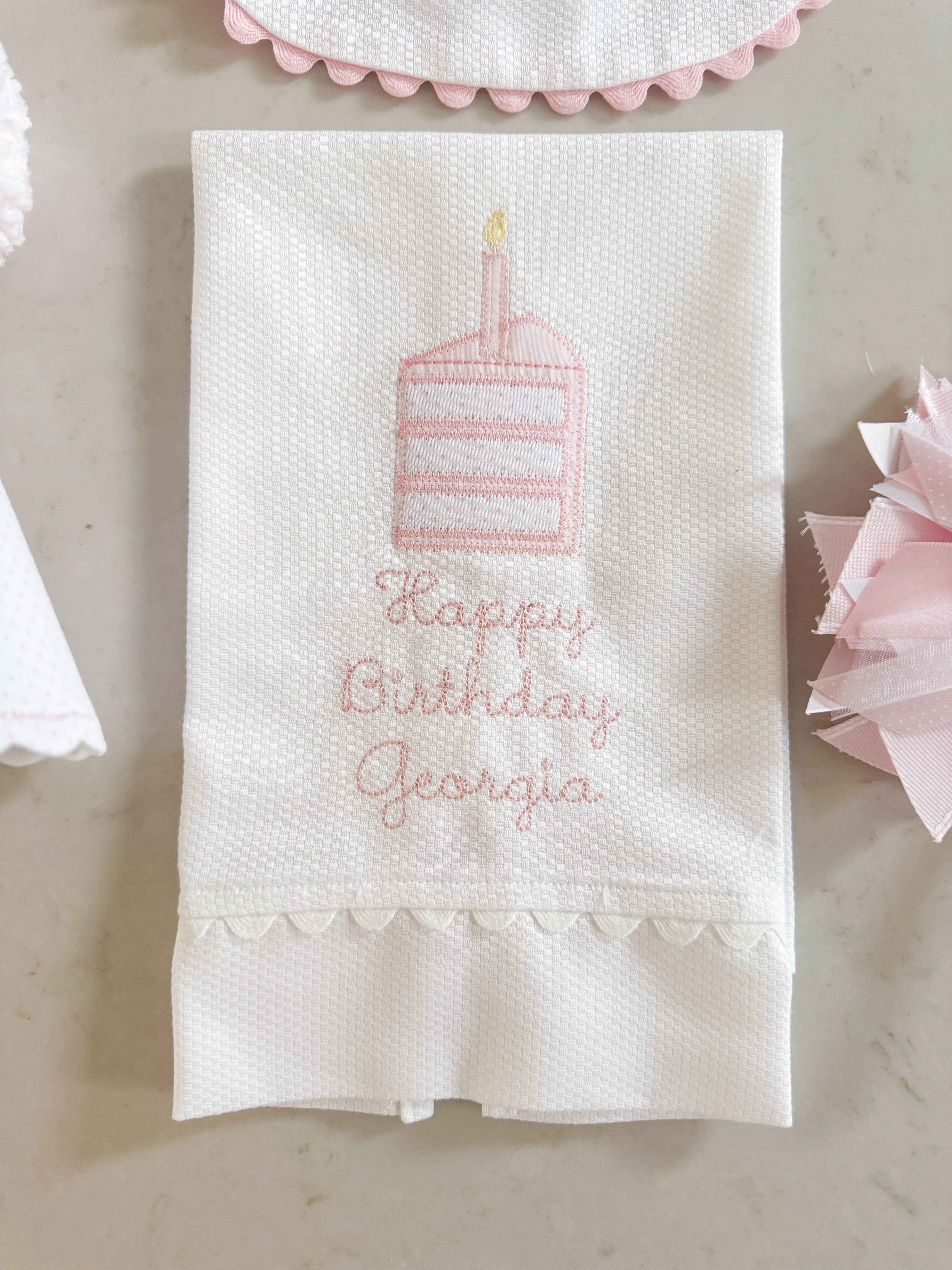 The Original Heirloom Tea Towel - Happy Birthday (Pink) – Elizabeth ...